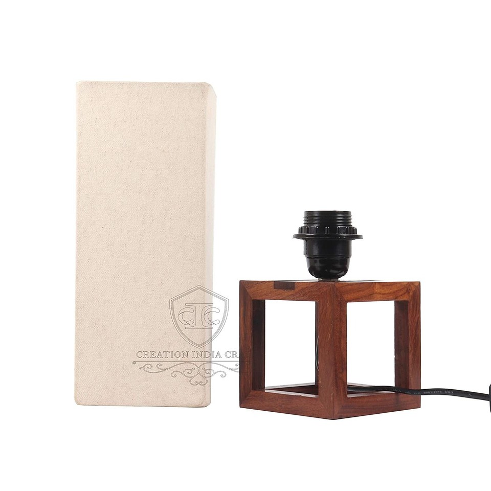 Table Lamp Without Bulb Wooden Living Room Bedside Desk Night Lamp ...