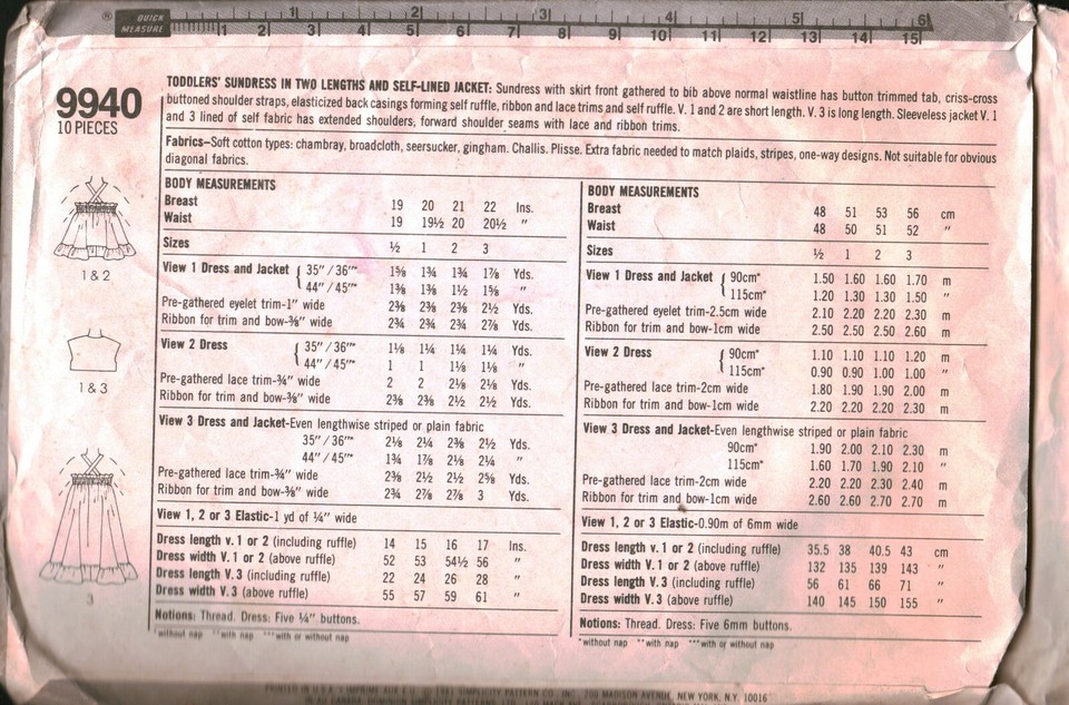 9940 Vintage Simplicity Sewing Pattern Girls Sundress Unlined Jacket Cinderella | eBay
