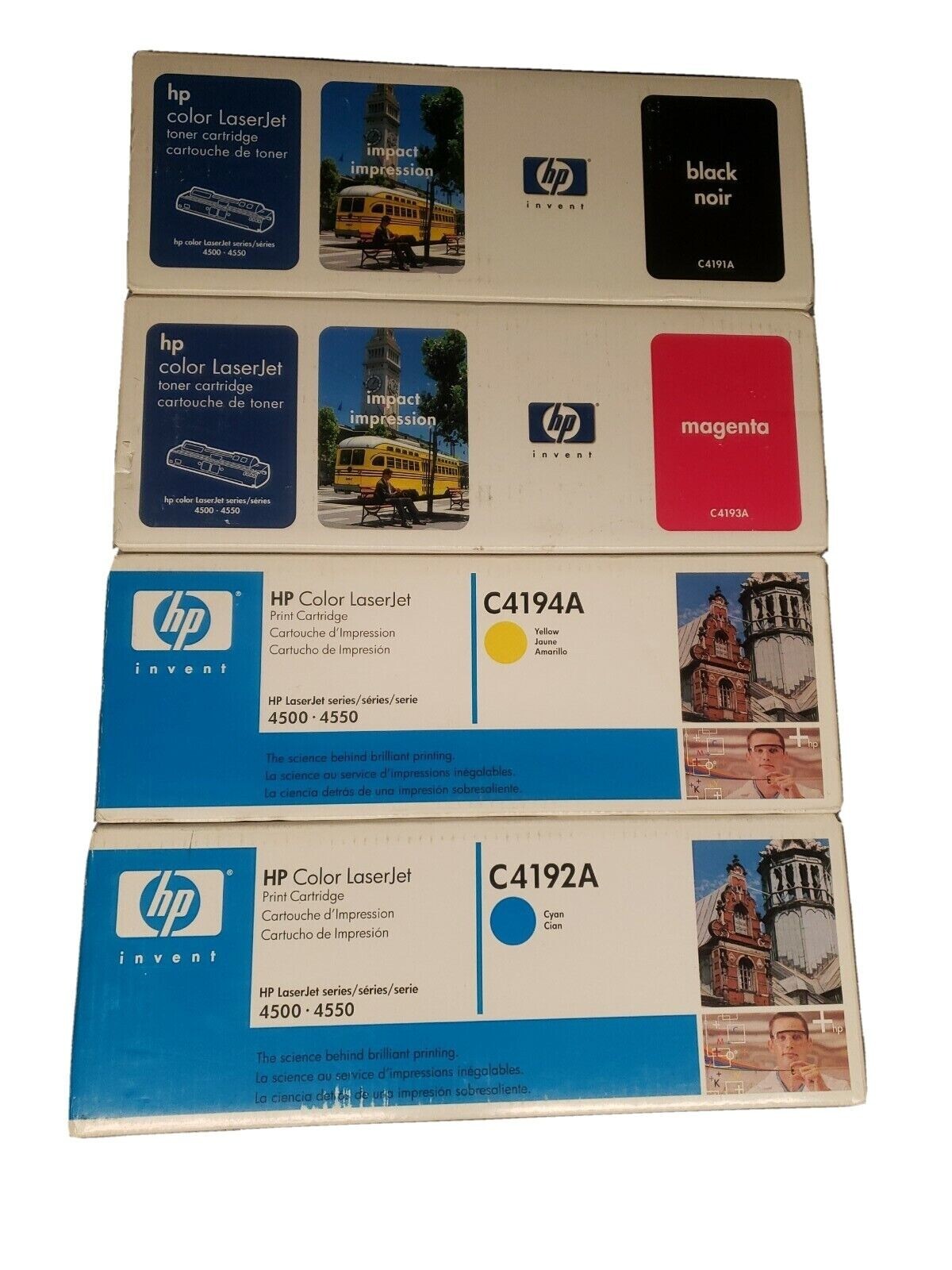 HP Color Genuine Toner Cartridges C4191A C4192A C4193A C4194A Set of 4 ...