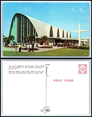 PUERTO RICO Postcard - Ponce, Catholic University, Church Santa Maria ...