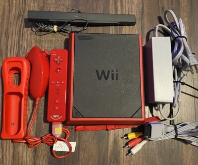 Nintendo Wii Mini Red Console RVL-201 Console w/ Controller Cords Games ...