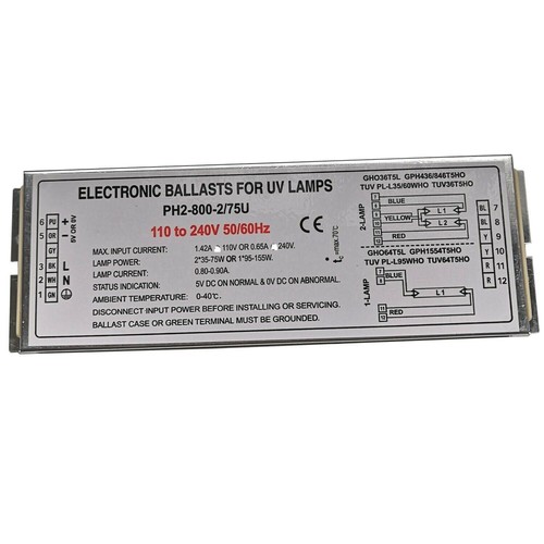 PH2-800-2/75U Germicidal UV Lamp Electronic Ballast 110V 240V for 1 ...