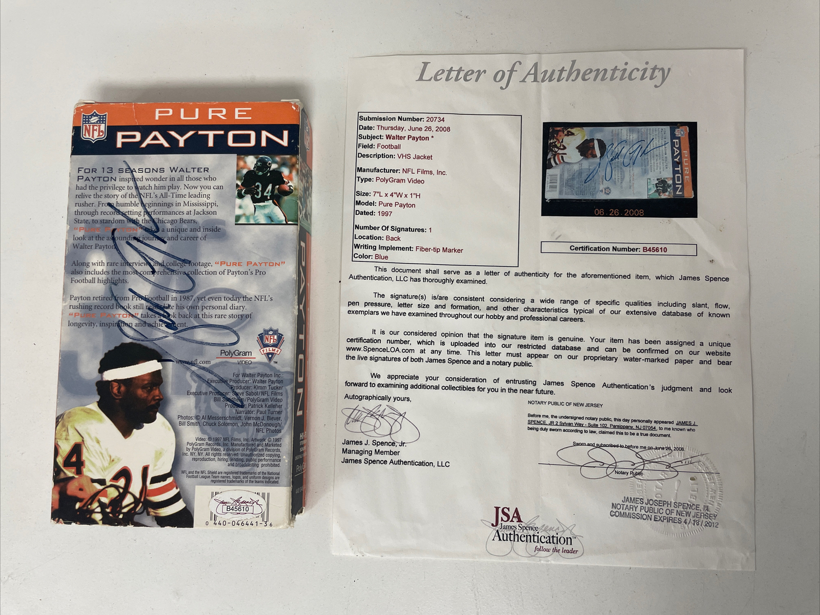 Walter Payton Autographed Memorabilia | Signed Photo, Jersey ...