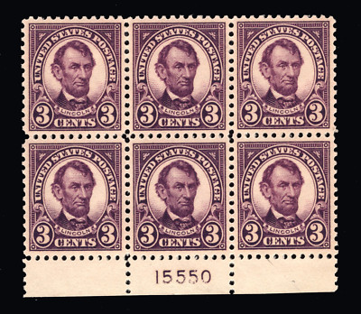 MOMEN: US STAMPS #555 PLATE BLOCK OF 6 MINT OG 3H/3NH XF+ LOT #91360 | eBay