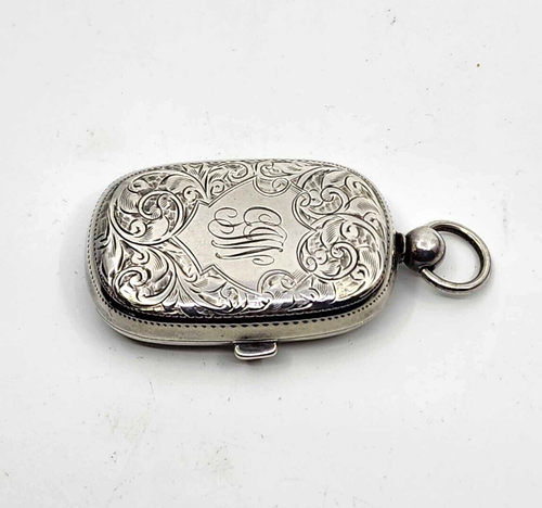 VINTAGE STERLING SILVER SOVEREIGN COIN HOLDER FLORAL DESIGN MONOGRAM ...