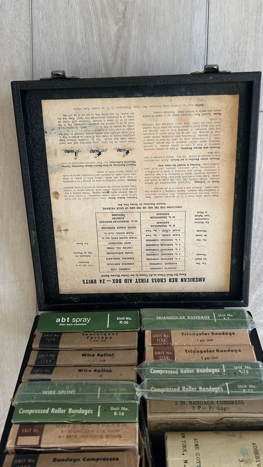 Vtg American Red Cross First Aid Box Kit Metal Wall Mount 1960s Unused ...