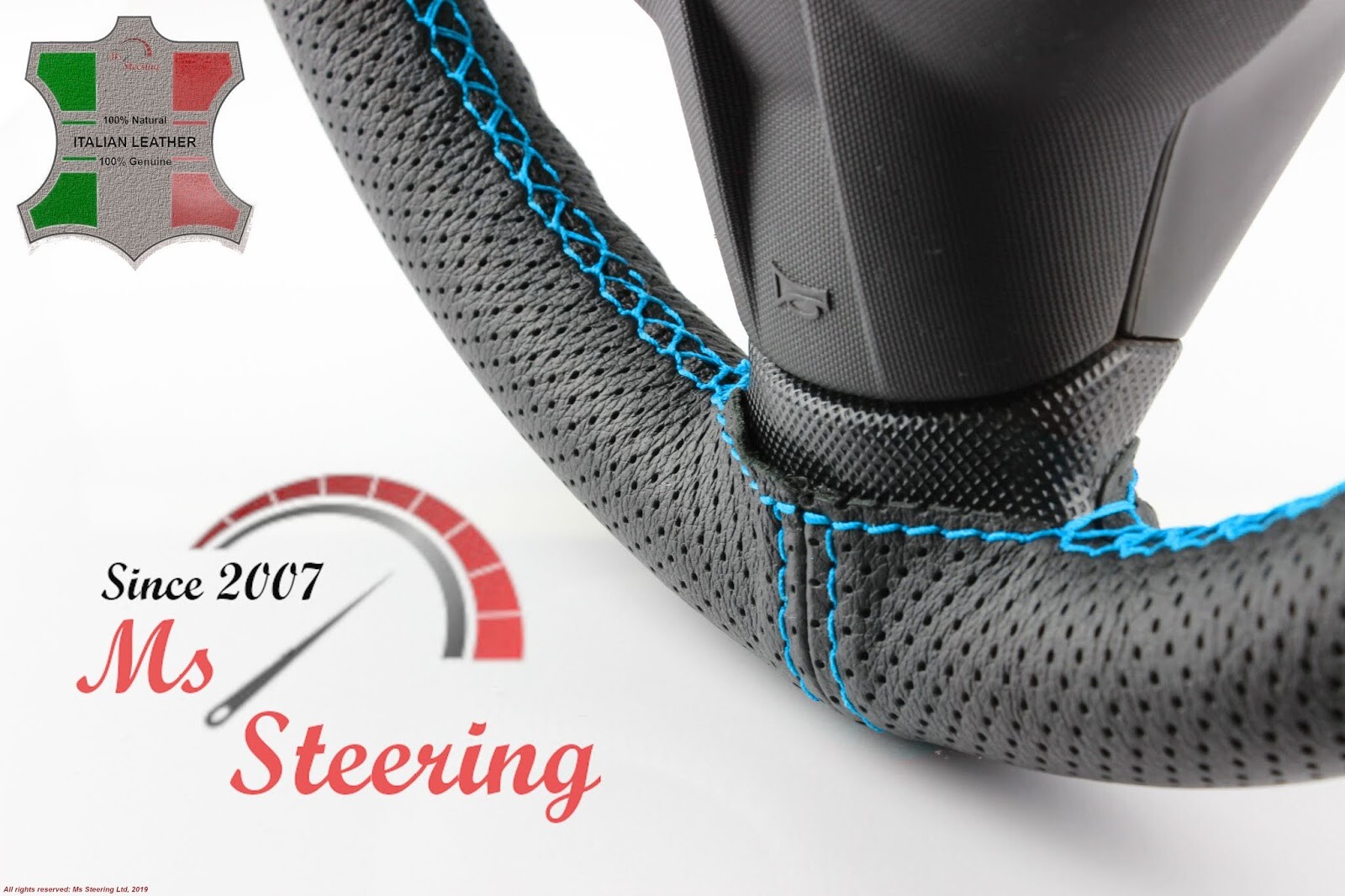 FOR PORSCHE 911 17-19 PERF LEATHER STEERING WHEEL COVER, LIGHT BLUE 2 ...