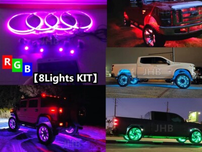 15.5" Bluetooth RGB Color Change LED Truck Wheel Rings Lights + 4Rock ...