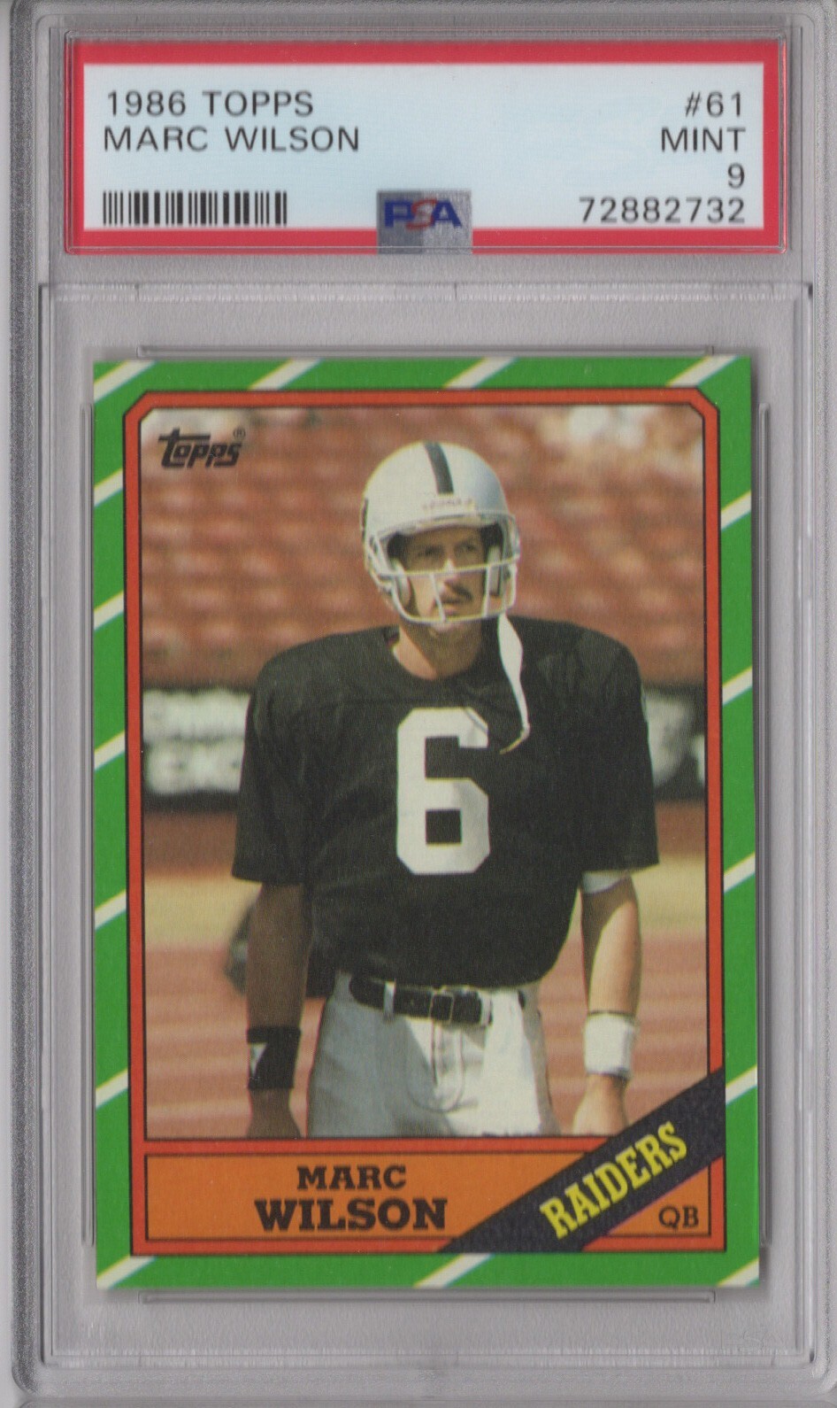 Marc Wilson 1986 Topps PSA 9 Mint Graded Card Los Angeles Raiders #61 ...