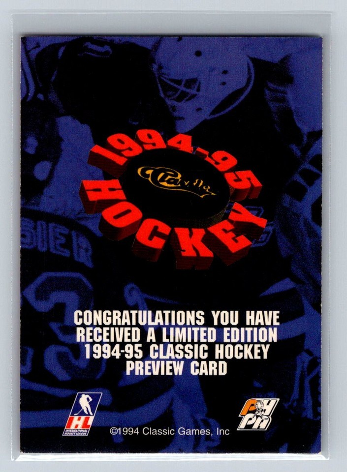 1994 Classic Draft 1994-95 Classic Draft Hockey Previews Radek Bonk # ...
