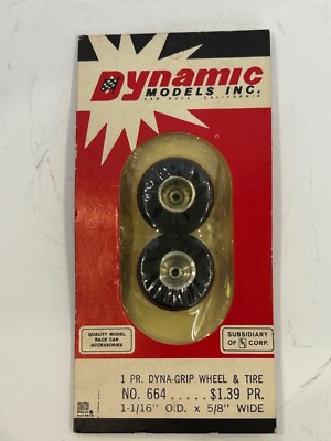 Dynamic Models #664 Dynagrip Wheel & Tire 1 pair for 1/24 scale slot ...