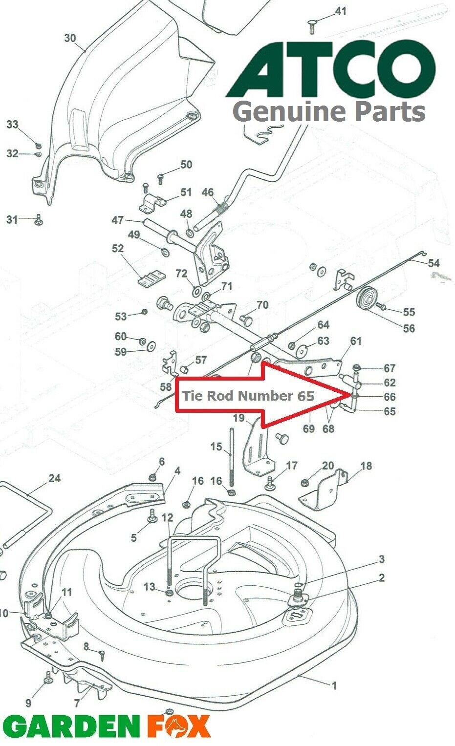 Genuine ATCO Rider 27H Ride On Mower Deck Hanger TIE ROD CGXE966TRHR ...