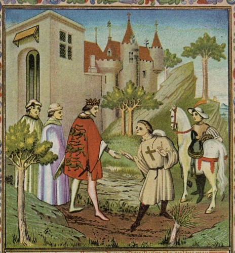 MEDIEVAL BOOK PAGE – Illuminated Manuscript Art Scene 1948 Vintage ...