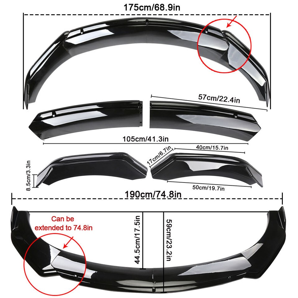 Front Rear Bumper Lip Spoiler Body Kit Splitter Side Skirt For Infiniti ...