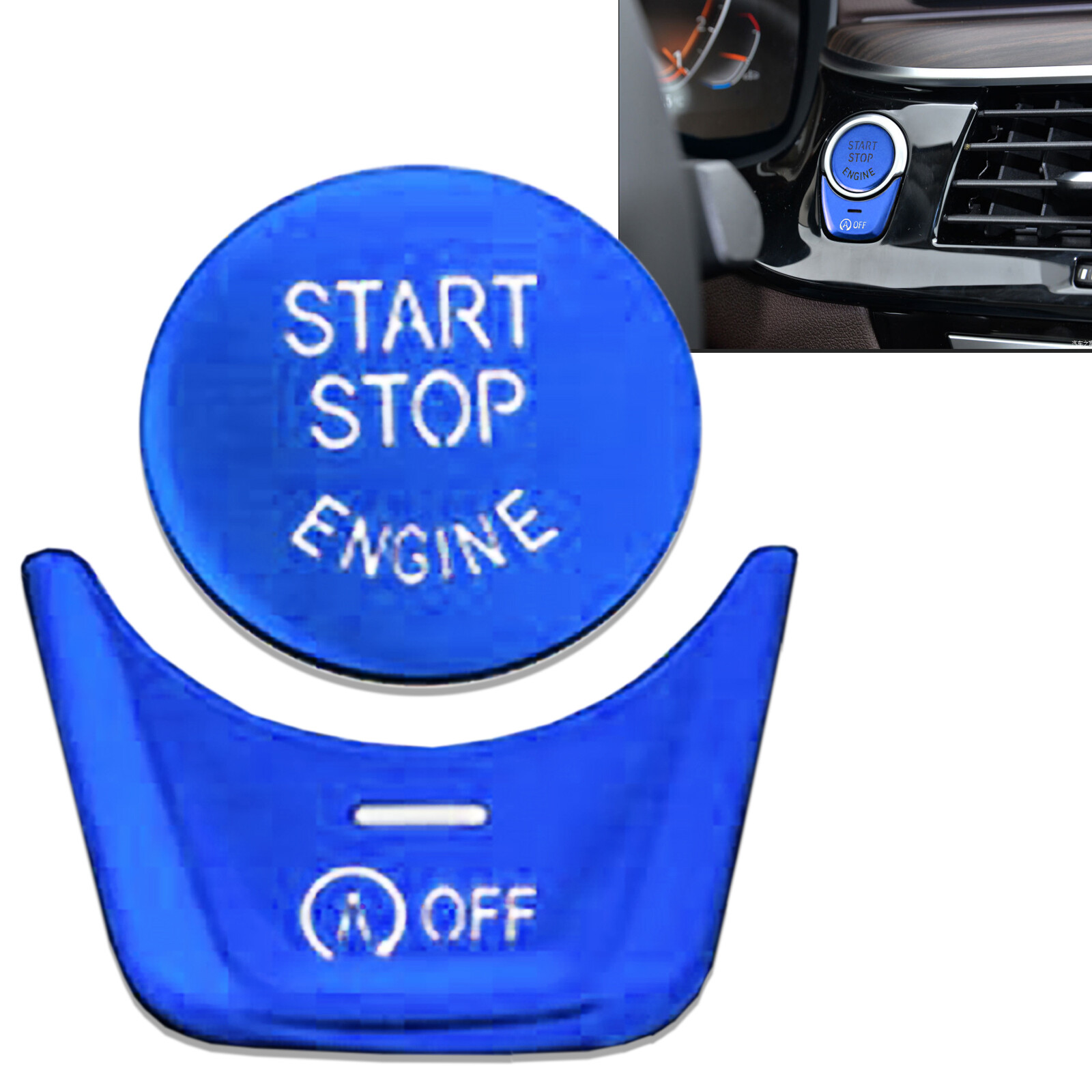 Aluminum Blue Engine Start Stop Button Overlay Cover Fits 17-23 G30 ...