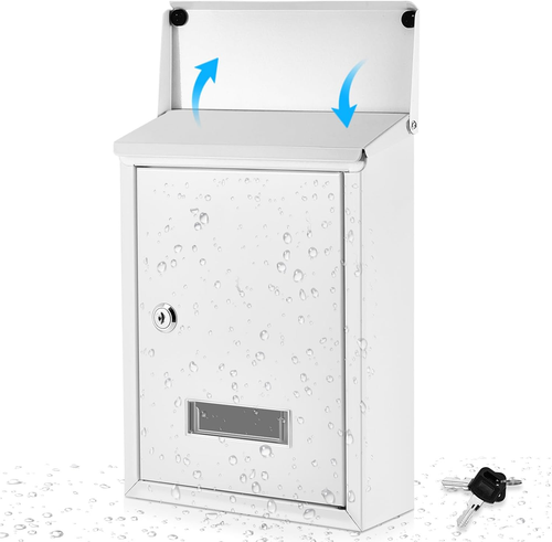 Lockable Mailbox Wall Mounted Suggestion Box with 2 Keys Metal Donation ...