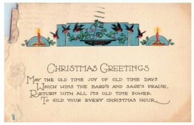 Vintage Christmas Greetings Postcard Posted 1925 | eBay