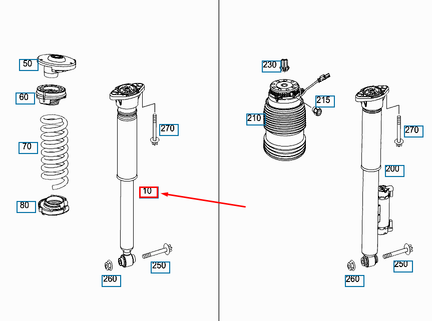 OEM Mercedes-Benz GLC X253 Rear Shock Absorber A2533201001 Genuine for ...