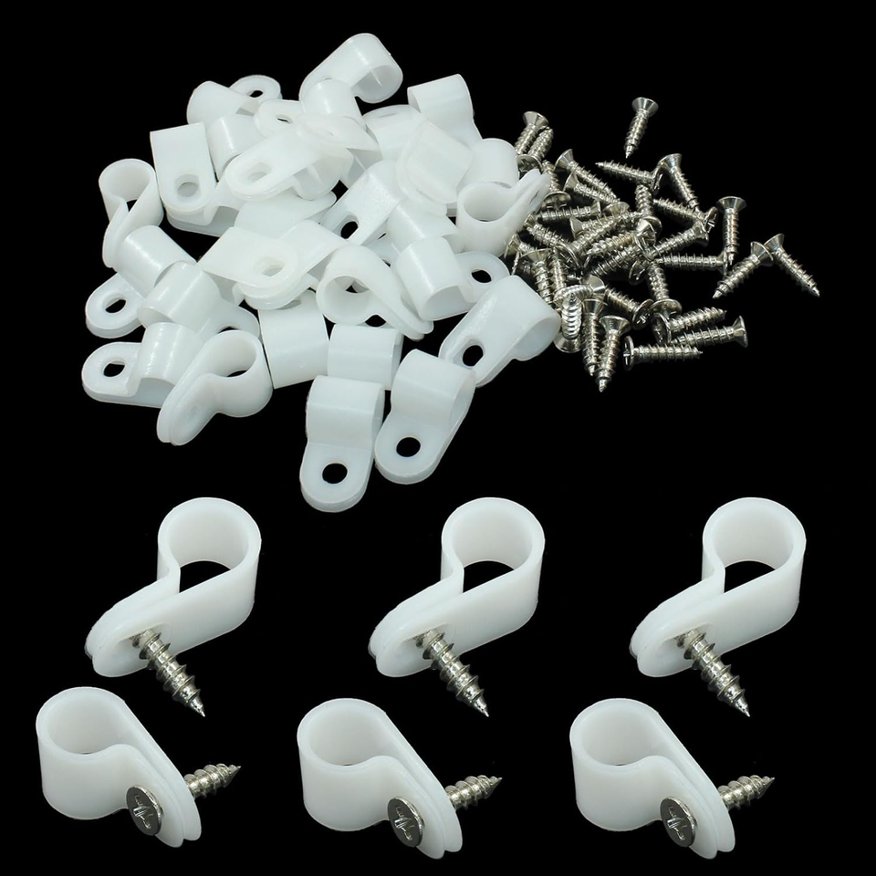 100 Packs 3/8 Inch Heavy Duty R-Type Cable Clip Wire Clamp, Durable ...