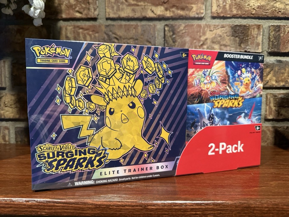 Pokemon Surging Sparks ETB and Booster Bundle Costco 2-pack Factory ...