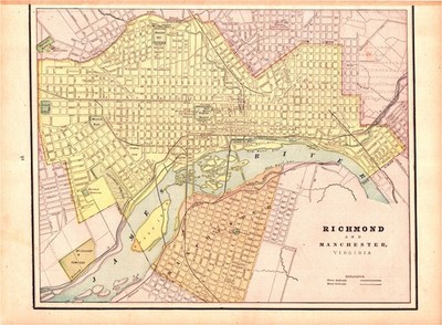 1893 Richmond Manchester Virginia Map — Crams Atlas Lithograph Street ...