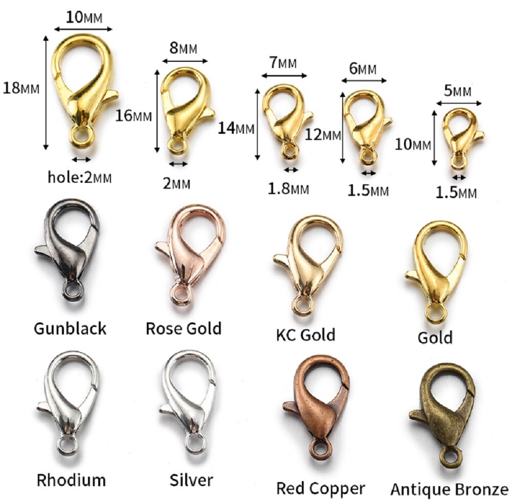 Asst Colours Sizes Lobster Clasps Hooks Necklace Bracelet Findings ...