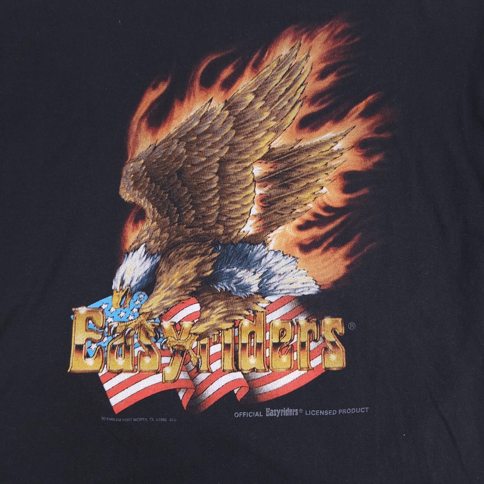 Easyriders 3D Emblem 1993 Vintage Flag USA Eagle Bikers Black 3d Tag XL ...