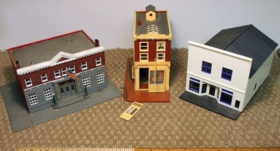 Lot of 3 Vintage Built HO 1/87 Scale Courthouse Jail Stores Buildings ...