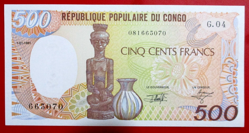 Republique du Congo - Banconota da 500 Franchi 1991 FDS/UNC | eBay