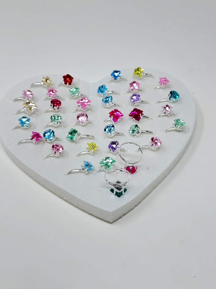 36pcs Rings Adjustable Little Girl Rhinestone Gem Random Color. | eBay