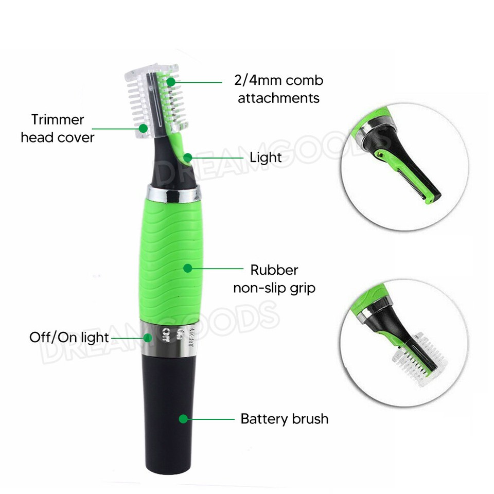 Hair Trimmer Groomer Nose Ear Eyebrows Neck hair Razor with light micro ...