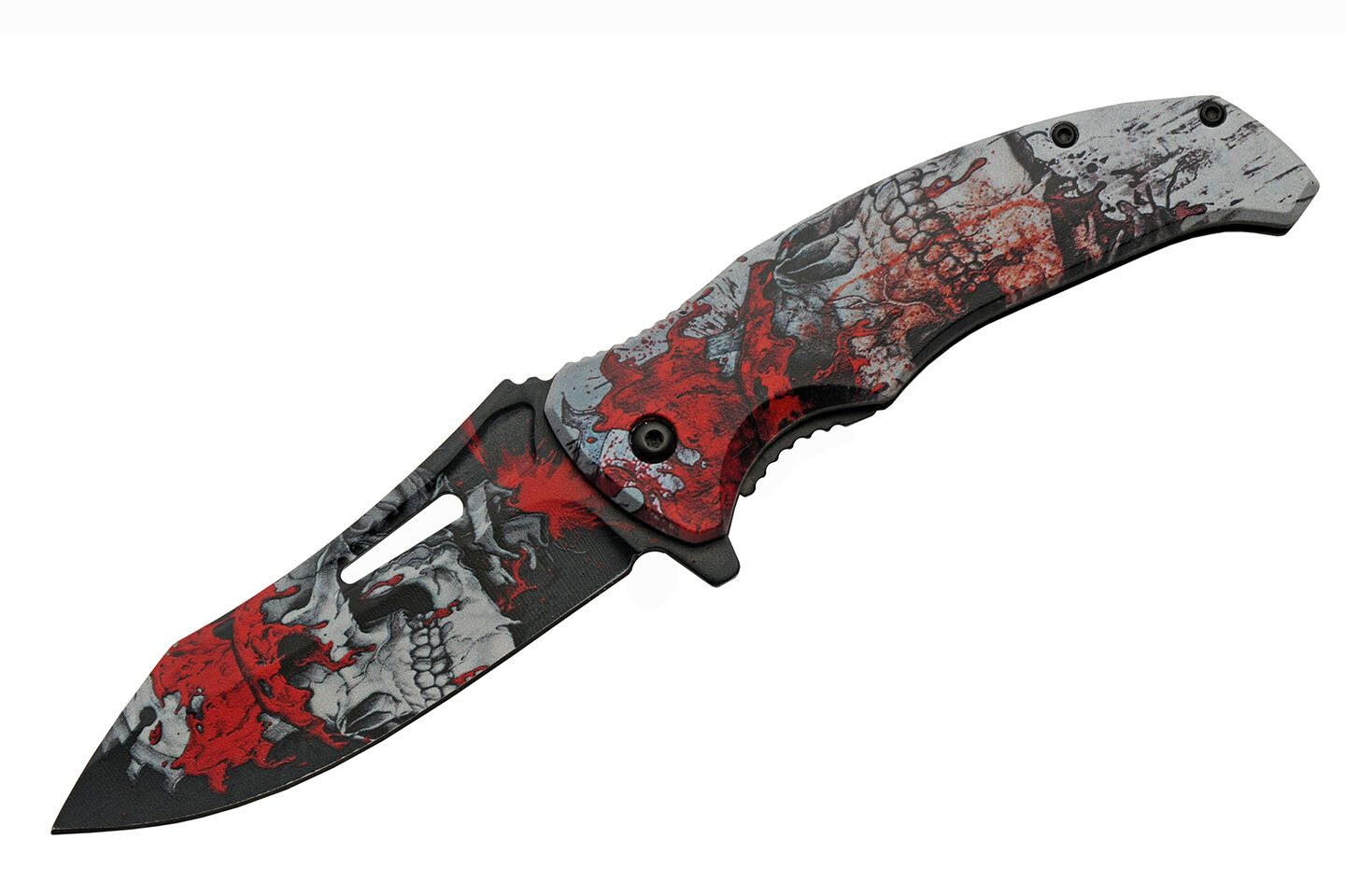 Szco 300577-RD Red Skull 3.75" Stainless Blade A/O Tactical Folding ...