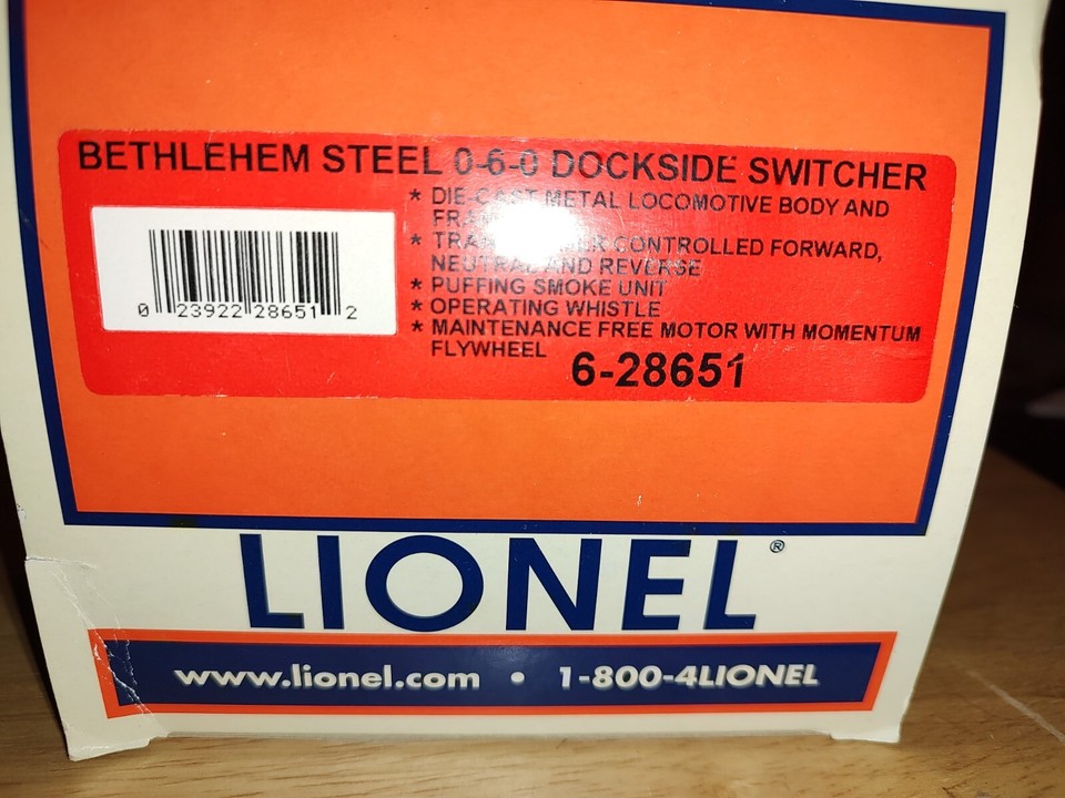 Lionel 6-28651 Bethlehem Steel 0-6-0 Dockside Switcher #72 NIB. | eBay