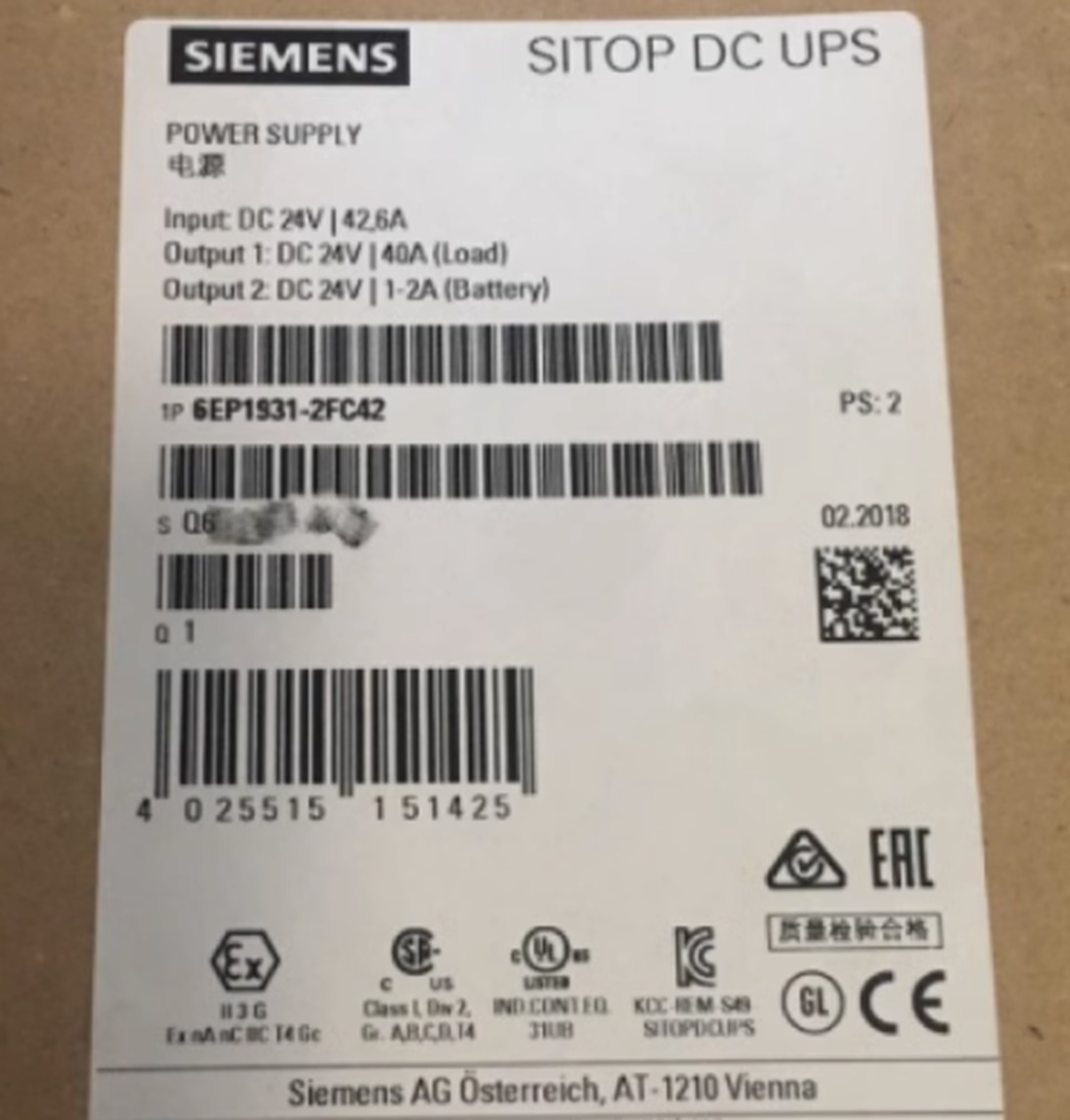 NEW SIEMENS 6EP1 931-2FC42 6EP1931-2FC42 SITOP DC UPS Module 24V/40A ...