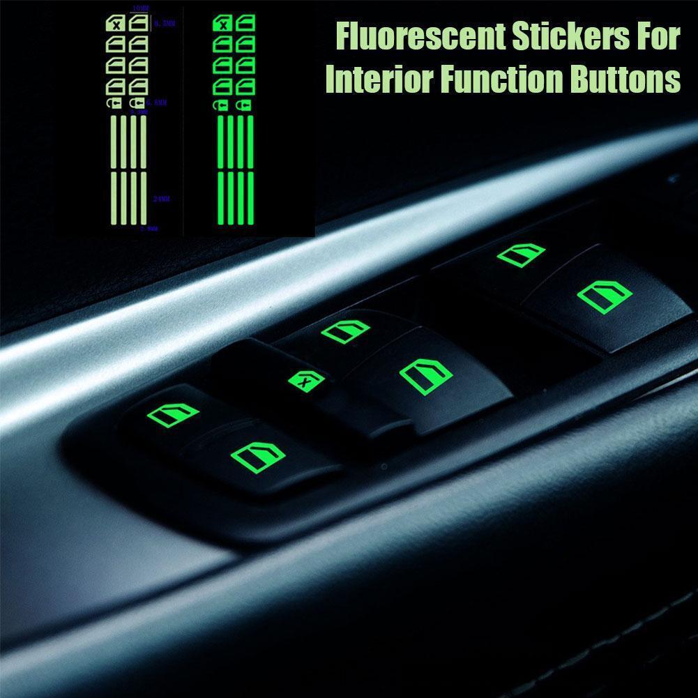 2x Car Sticker Car Door Window Switch Luminous Sticker Night Safety ...