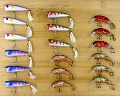 (100) Fishing Lure Lot Rebel Pop-R Topwater Poppers & Wee-Craw Bulk ...