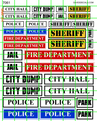 7061 DAVE'S DECALS PLAIN CITY SIGNAGE HALL POLICE FIRE JAIL SHERIFF ...