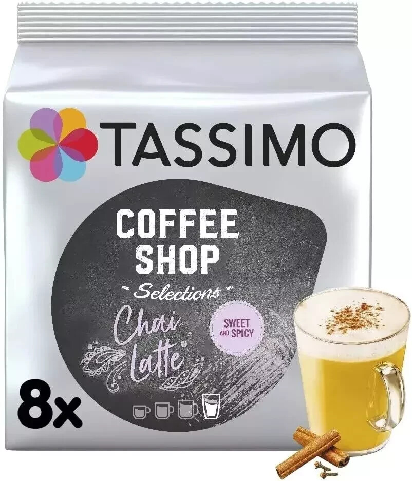 Tassimo Coffee Shop Selections Chai Latte Coffee Pods x8 (Pack of 5 ...
