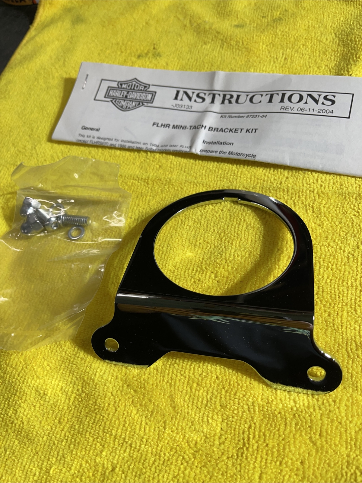 HARLEY 67231-04 MINI TACH KIT BRACKET FLHR NOS OEM GENUINE CHROME NEW ...