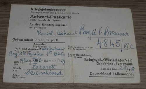 Kriegsgefangenenpost Oflag XIII B Hammelburg Osnabrück Eversheide VI C ...