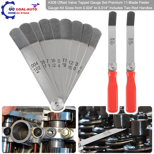A308 Offset Valve Tappet Gauge Feeler Gauge Set 11 Blade Offset 0.004 ...