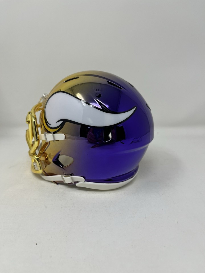 Vikings custom 2 tone CHROME riddell mini helmet | eBay