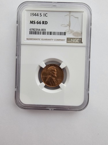 1944 S MS66 LINCOLN WHEAT PENNY/CENT GRADED NGC 1C S MINT COPPER COIN ...