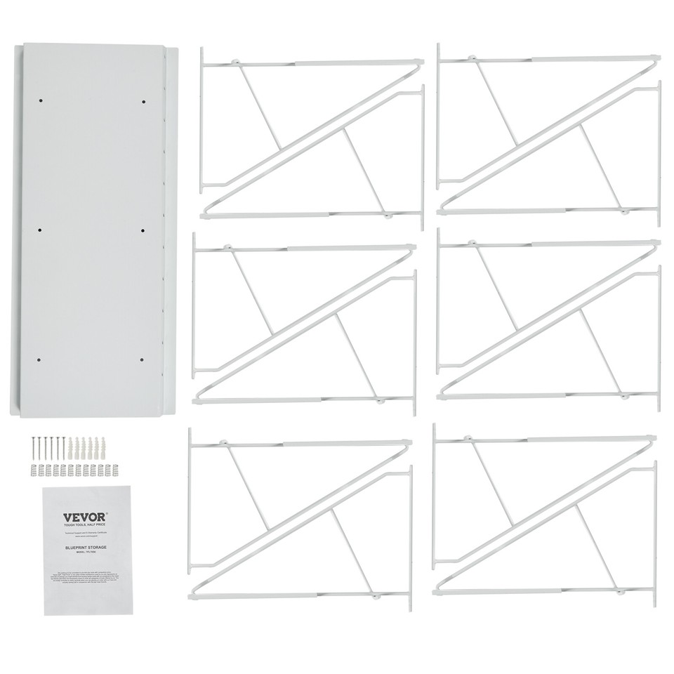 VEVOR Wall Mount Blueprint Storage Rack Blueprint Holder with 12 Pivot ...