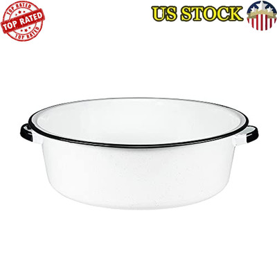 Speckled White 15-Qt Enamel on Steel Round Dish Pan W/ Handles ...