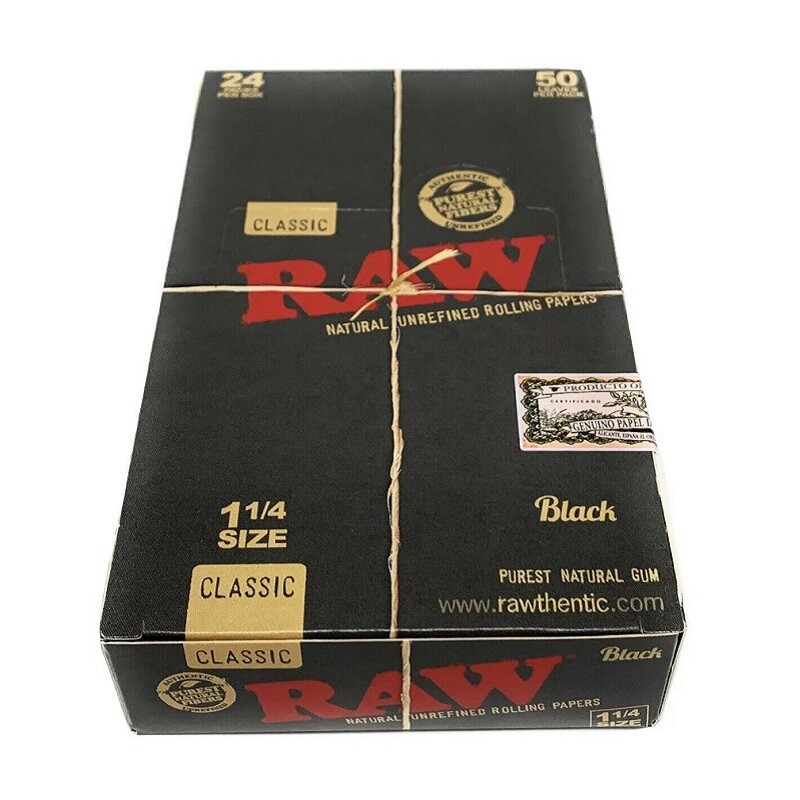 RAW Black 24 x Packs 1 1/4 (50 Leaves / Papers Each Pack) FULL BOX. | eBay