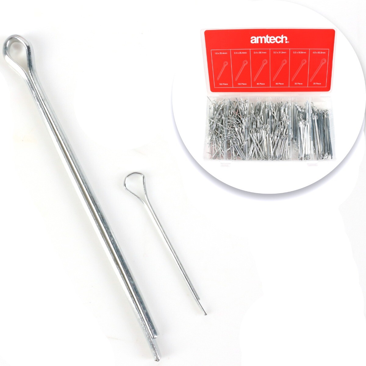 AMTECH SPLIT PIN SET Assorted Cotter Pieces Small Sizes 500Pc Workshop ...