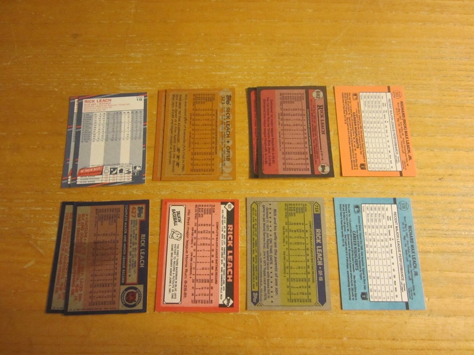 Rick Leach Lot of 12 Trading Cards MLB Baseball Tigers, Blue Jays ...