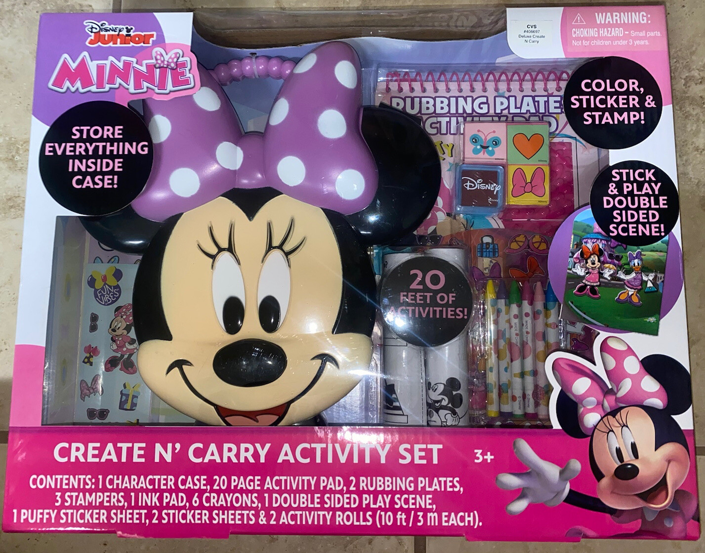 DISNEY JUNIOR MINNIE CREATE N' CARRY ACTIVITY SET COLOR STICKER STAMP ...