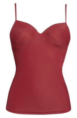Hanro Women's Dark Burgundy Allure Underwire Bra Sweetheart Neck Cami ...